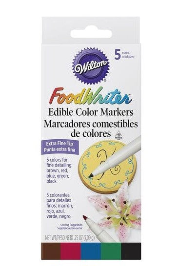 WILTON PLUMON COMESTIBLE PAQUETE 5 PZAS COLORES BÁSICOS PUNTA EXTRA FI ...
